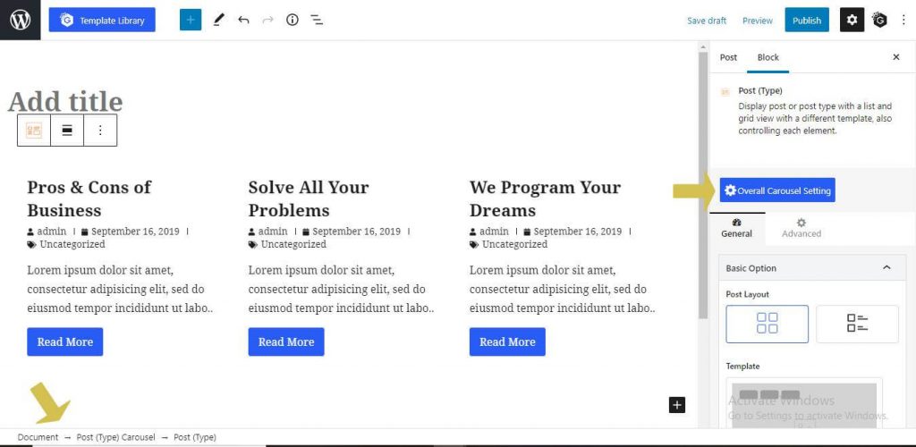 Post (Type) Carousel - Documentation